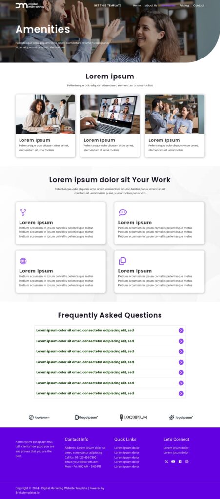 Amenities – Digital Marketing Website Template